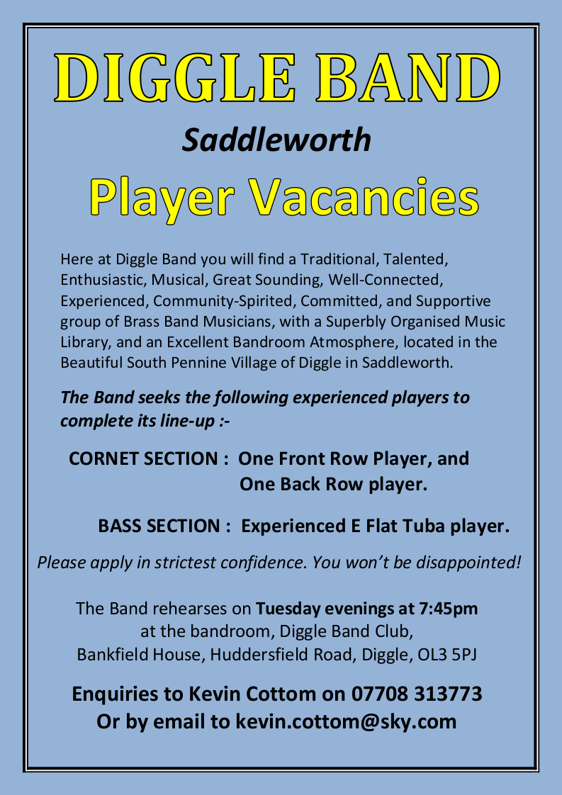 Vacancies @ 04 May 2022 – Diggle Band